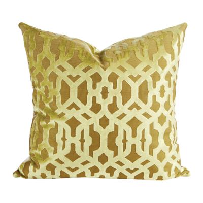 China Olive Green Velvet Geometric Accent Pillow Modern Geometric Throw Pillows With Feather Filling for sale