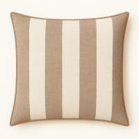 China 22 Inch Natural Linen Wide Stripe Decorative Pillow with 100% Feather Filling and 55% Linen 45% Viscose Cover for sale