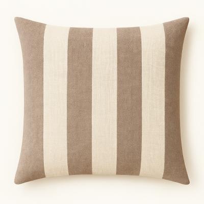 China Linen Textured Wide Stripe Decorative Throw Pillow with 55%Linen 45%Viscose Fabric for sale