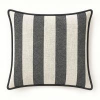 China Modern Black & Ivory Wide Stripe Decorative Pillow with 55%Linen,45%Viscose Cover and Piped Edges for sale