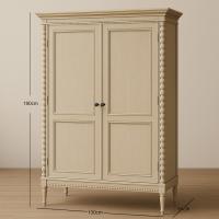 China Vintage Beaded-Edge Solid Wood Armoire Cabinet with French-Inspired Aesthetic for sale