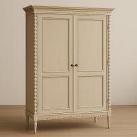 China Vintage Beaded-Edge Solid Wood Armoire Cabinet with French-Inspired Aesthetic for sale