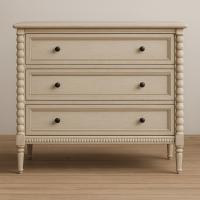 China Vintage Beaded Solid Wood 3-Drawer Dresser with Elegant Panel Molding and Classic Round Metal Knobs for sale