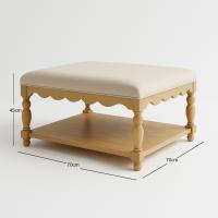 China Upholstered Solid Wood Frame Ottoman Coffee Table with Lower Storage Shelf 70×70×45 cm for sale