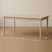 China Vintage Beaded-Leg Solid Wood Dining Table with Solid Oak Frame and 140*80*76 cm Dimensions for sale