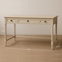 China Vintage Spindle-Leg Writing Desk with Triple Storage Drawers and 125 * 52 * 77 cm Dimensions for sale