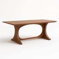 China Aurora 180x90x76cm Curved-Leg Solid Oak Wooden Dining Table with Modern Minimalism for sale