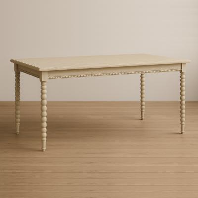 China Vintage Beaded-Leg Solid Wood Dining Table with Solid Oak Frame and 140*80*76 cm Dimensions for sale