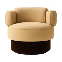China Veluxe 360-degree Swivel Lounge Chair with Bouclé Upholstery and Soft Velvet Base for sale