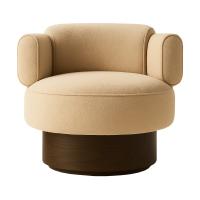 China CloudSoft 360-Degree Swivel Lounge Chair with Bouclé Upholstery and Solid Wood Base for sale