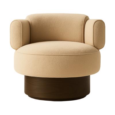 China CloudSoft 360-Degree Swivel Lounge Chair with Bouclé Upholstery and Solid Wood Base for sale