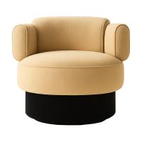 China Veluxe 360-degree Swivel Lounge Chair with Bouclé Upholstery and Soft Velvet Base for sale
