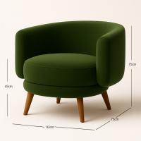 China Modern Velvet Round Accent Chair with Solid Wood Legs and 82×75×75 cm Dimensions for sale