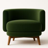 China Modern Velvet Round Accent Chair with Solid Wood Legs and 82×75×75 cm Dimensions for sale