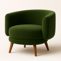 China Modern Velvet Round Accent Chair with Solid Wood Legs and 82×75×75 cm Dimensions for sale