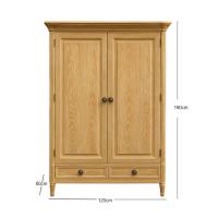 China Vintage Solid Wood Wardrobe with Double Doors & Natural Oak Finish – 120×60×190 cm Wooden Storage Cabinet for sale