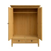 China Vintage Solid Wood Wardrobe with Double Doors & Natural Oak Finish – 120×60×190 cm Wooden Storage Cabinet for sale