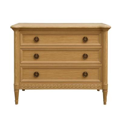 China French Style Solid Wood Dresser with Natural Oak Finish and 3-Drawer Storage for sale