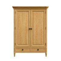 China Vintage Solid Wood Wardrobe with Double Doors & Natural Oak Finish – 120×60×190 cm Wooden Storage Cabinet for sale