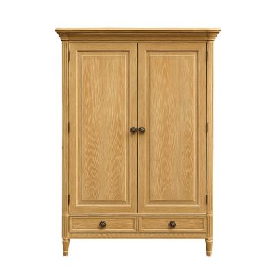 China Vintage Solid Wood Wardrobe with Double Doors & Natural Oak Finish – 120×60×190 cm Wooden Storage Cabinet for sale