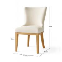 China Modern Upholstered Dining Chair with Solid Wood Legs and Cream Linen Fabric – 51×59×90 cm for sale