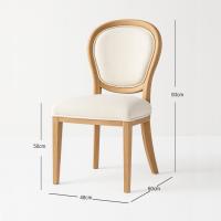 China French Round-Back Upholstered Dining Chair with Solid Oak Frame and Cream Linen Finish for sale