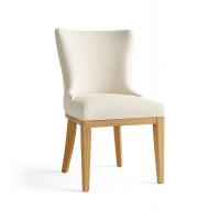 China Modern Upholstered Dining Chair with Solid Wood Legs and Cream Linen Fabric – 51×59×90 cm for sale