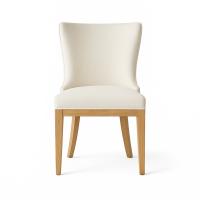 China Modern Upholstered Dining Chair with Solid Wood Legs and Cream Linen Fabric – 51×59×90 cm for sale