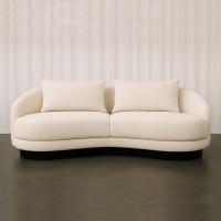 China Modern Curved Boucle Sofa with Solid Wood Frame and Deep Cushions for Living Room for sale