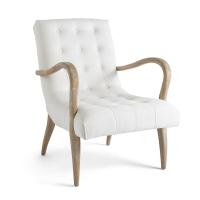 China Modern Upholstered Accent Chair with Solid Wood Frame Curved Armrests and Tufted Backrest for sale