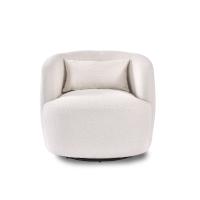 China Modern 360-Degree Swivel Accent Chair with Boucle Fabric and Solid Wood Frame – Upholstered Barrel Lounge Chair for sale