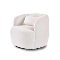China Modern 360-Degree Swivel Accent Chair with Boucle Fabric and Solid Wood Frame – Upholstered Barrel Lounge Chair for sale
