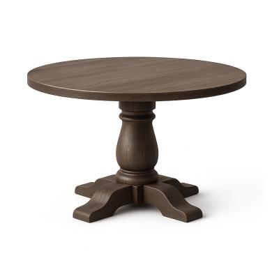 China Solid Wood Round Dining Table with Pedestal Base - φ90×75 cm Seats 2-4 People for sale