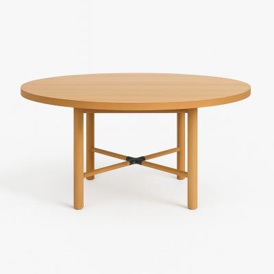 China Solid Wood Round Dining Table with Four-Leg Base - φ110×75 cm Solid Oak Modern Wooden Dining Table for sale