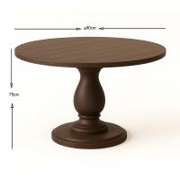 China Classic Round Wood Dining Table with Sculpted Pedestal Base, Solid Oak, φ90×75 cm for sale
