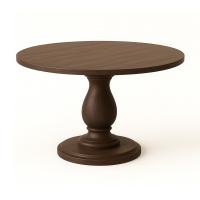 China Classic Round Wood Dining Table with Sculpted Pedestal Base, Solid Oak, φ90×75 cm for sale