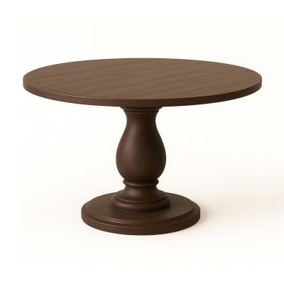 China Classic Round Wood Dining Table with Sculpted Pedestal Base, Solid Oak, φ90×75 cm for sale