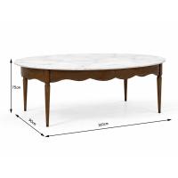 China French Style Oval Marble Dining Table with Solid Wood Base – Vintage 160×90×75 cm Dining Room Table for sale