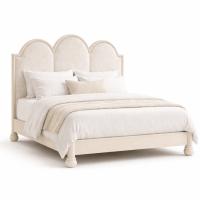 China Lunara Solid Wood Scalloped Upholstered Bed Frame with Multiple Fabric Options and Durable Solid Wood Frame for sale