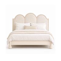 China Lunara Solid Wood Scalloped Upholstered Bed Frame with Multiple Fabric Options and Durable Solid Wood Frame for sale