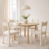 China Lunara Scalloped Back Upholstered Dining Chair with Solid Oak Frame and Linen Fabric for sale