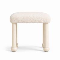 China Lunara Solid Wood Upholstered Ottoman Stool with Plush Seat and Compact Size 49×42×48 cm for sale