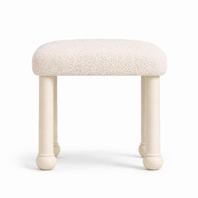 China Lunara Solid Wood Upholstered Ottoman Stool with Plush Seat and Compact Size 49×42×48 cm for sale