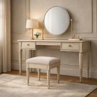 China French Style Solid Wood Vanity Table with Drawers 120×45×75 cm Elegant Dresser for sale