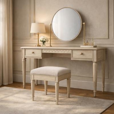 China French Style Solid Wood Vanity Table with Drawers 120×45×75 cm Elegant Dresser for sale