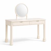 China Lunara Solid Wood Vanity Table with Integrated Round Mirror and Spacious Drawers for sale