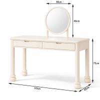 China Lunara Solid Wood Vanity Table with Integrated Round Mirror and Spacious Drawers for sale