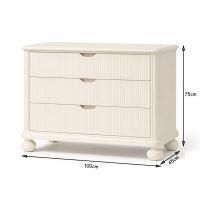 China Lunara Solid Wood 3-Drawer Chest of Drawers with Fluted Design for Modern Living Spaces for sale