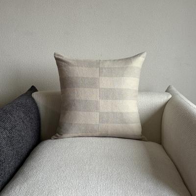 China Reversible Tone-on-Tone Cotton Throw Pillow 45x45cm – Subtle Striped & Solid Cushion with Feather Insert, Elegant Minimalist Accent Pillow for sale
