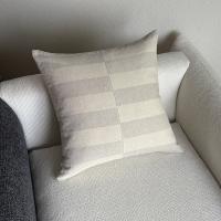 China Reversible Tone-on-Tone Cotton Throw Pillow 45x45cm – Subtle Striped & Solid Cushion with Feather Insert, Elegant Minimalist Accent Pillow for sale